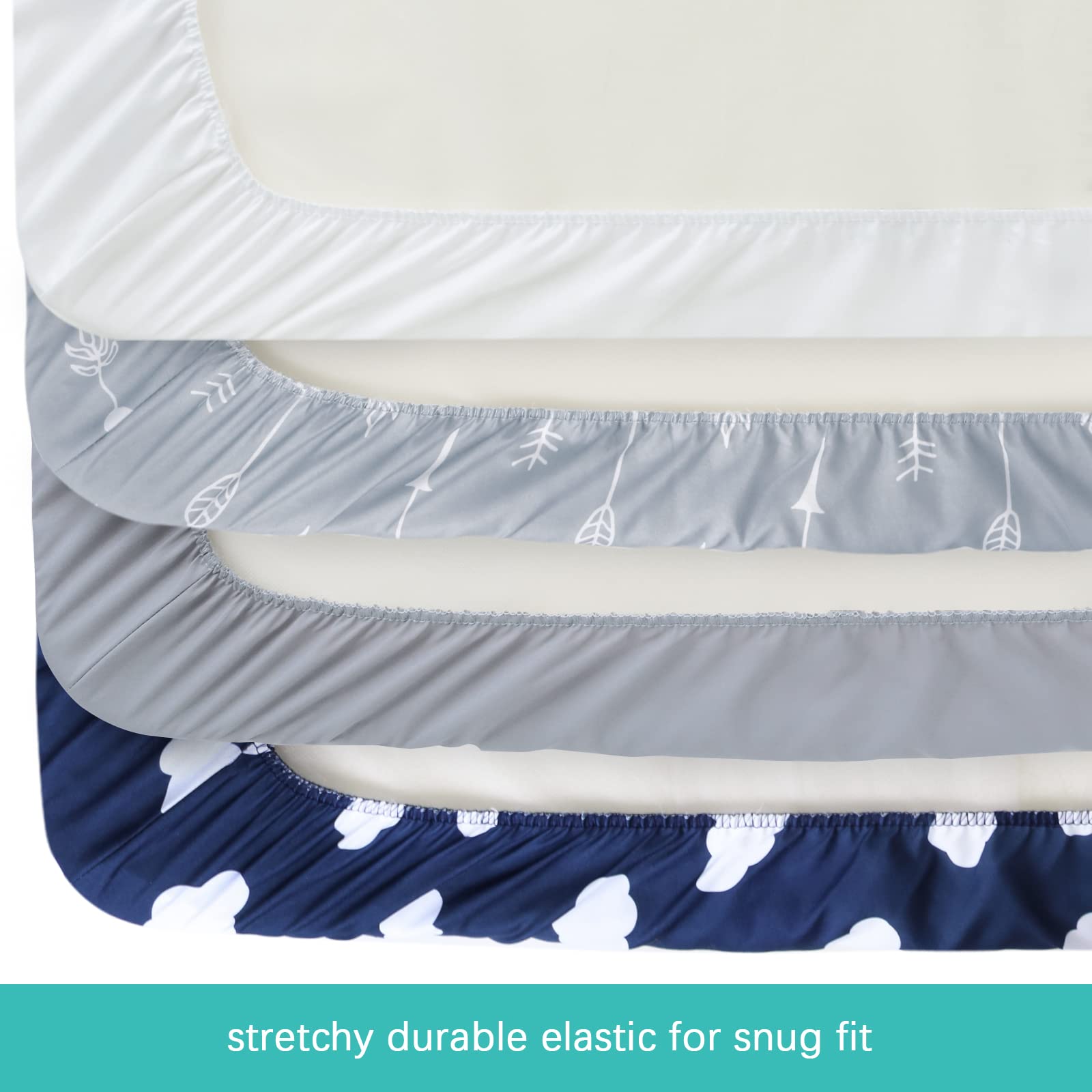 5 Count Changing Pad Liner, Larger Changing Pad Cover 28" X 15", Cotton Flannel, Absorbent & Skin-Friendly (Solid Improved Thickness)/ Bassinet Sheets for Boys and Girls (33" x 20") 4 Pack
