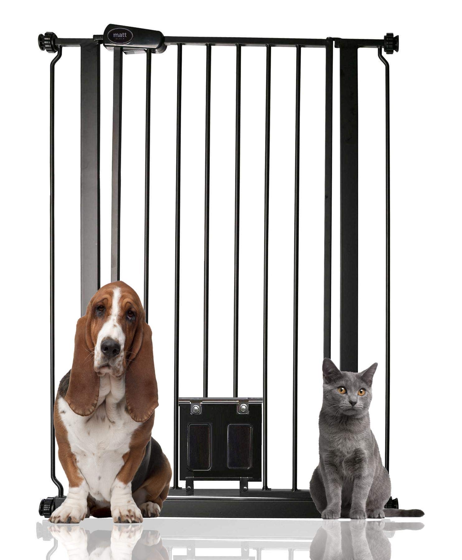 Bettacare Gate with Lockable Cat Flap Matt Black 75cm - 84cm