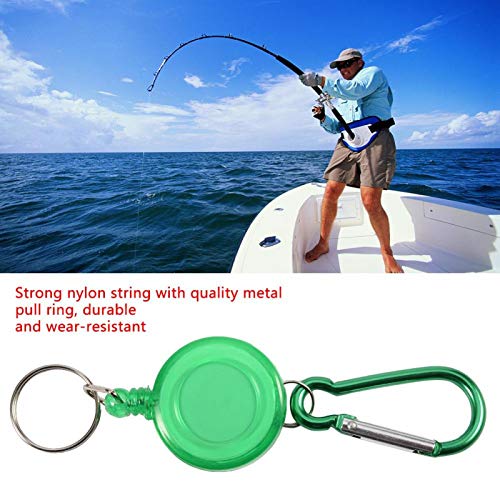3PCS Fishing Tool Nylon Rope Plug Retractable Ring Reel Holder Key Chain Hand Rope Hanging Buckle(green)
