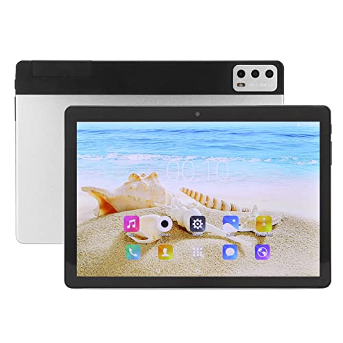 Airshi Portable Tablet, Call Support 10 Inch Tablet 100-240V 10 Inch IPS Screen 5G WiFi Dual Band for Home Travel (White)