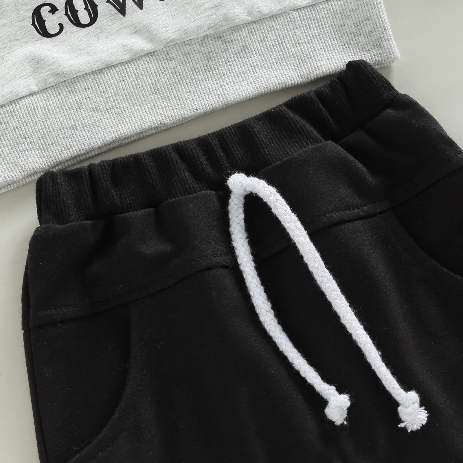 AEEMCEM Western Baby Boy Clothes Cow Print Sweatshirt Pullover Top Jogger Pants Set 2Pcs Toddler Boy Fall Winter Outfits (Mama's Little Cowboy, 12-18 Months)