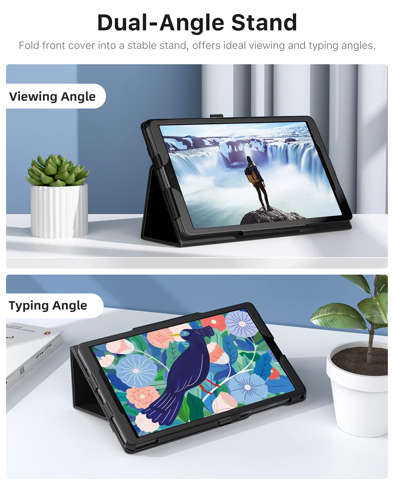 MoKo Case Compatible with Samsung Galaxy Tab A7 Lite 8.7 Inch (SM-T225/T220/T227), Slim Lightweight PU Tablet Shell Cover Stand Case Fit Samsung Galaxy Tab A7 Lite 8.7 2021 Tablet - Black