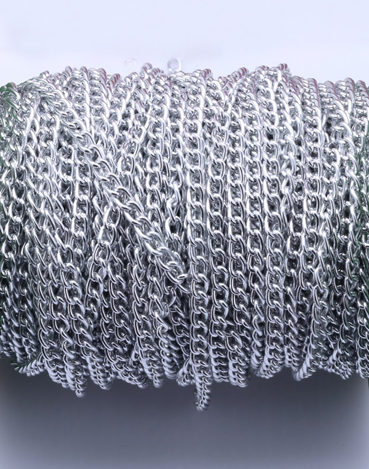 32.8ft 4.5mm Width Never Fade Aluminum Curb Chain Link Twisted Chains Metal Cable Chain Link Silver Jewelry Making Chain for DIY Making Bracelet Necklace