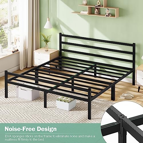 Mr IRONSTONE King Bed Frame with Headboard & Footboard, 14 Inch Sturdy Metal Platform King Size Bed Frame Mattress Foundation/No Box Spring Needed/Large Under Bed Storage Space/Anti-Slip/Noise-Free