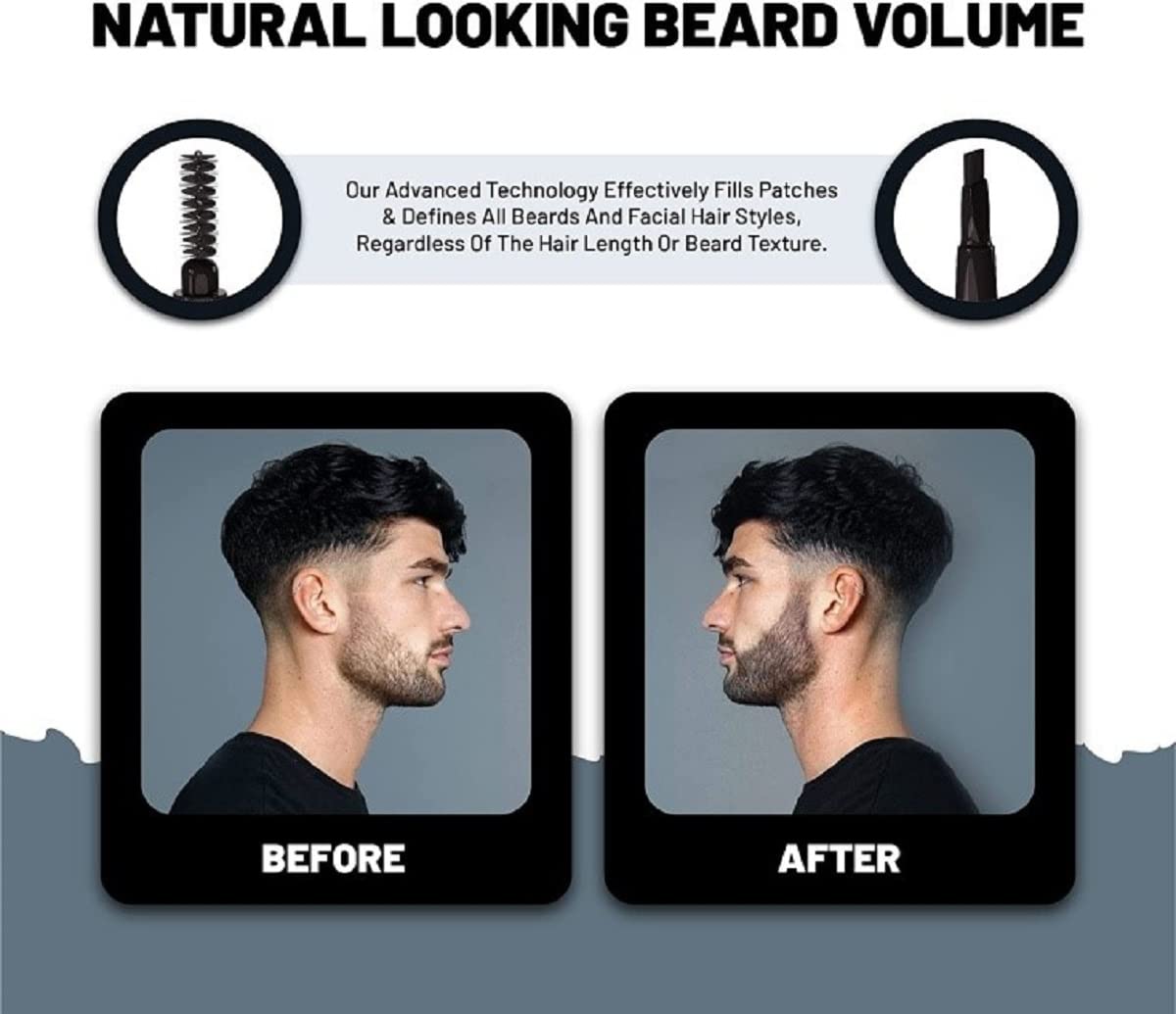 VOID Homme Beard Filler Pencil (Dark Brown) - Sweat & Waterproof, Smudge-proof, Cover Patches Instantly & Get Natural Beard Fullness