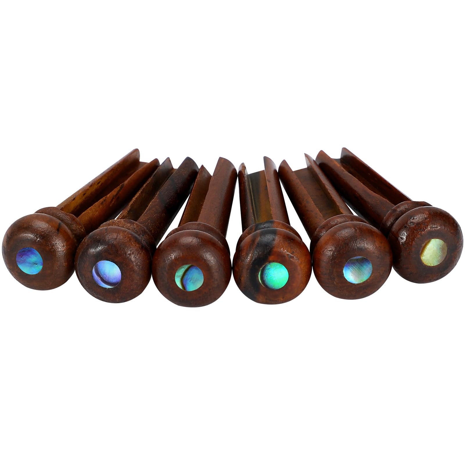 Blisstime 6pcs Rosewood Guitar Bridge Pins Inlaid Abalone Dot Acoustic Guitar Replacement Parts