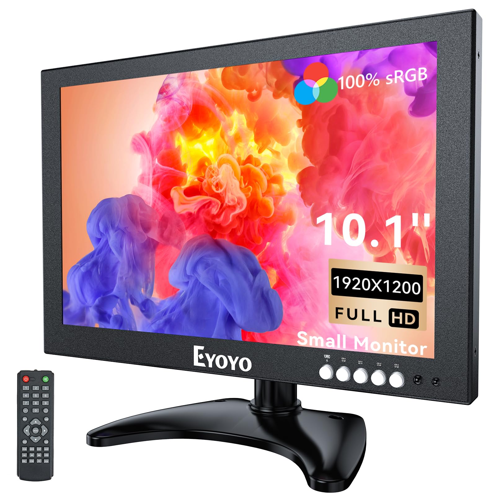 Eyoyo Security Camera Monitor Screen 10.1 Inch Small Computer Monitors 1920x1200 FHD CCTV Monitor with HDMI VGA BNC AV USB Built in Speaker for Home Office