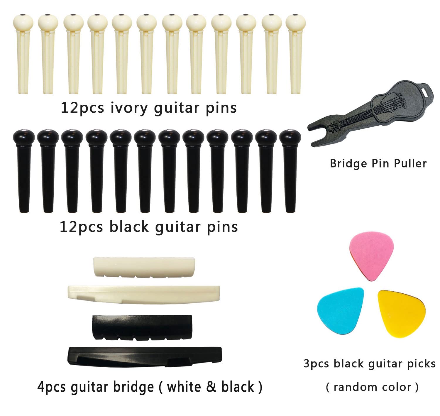 32pcs Acoustic Guitar Bridge Pins Pegs Puller Remover,Guitar Bridge Saddle nut Guitar Accessories Parts