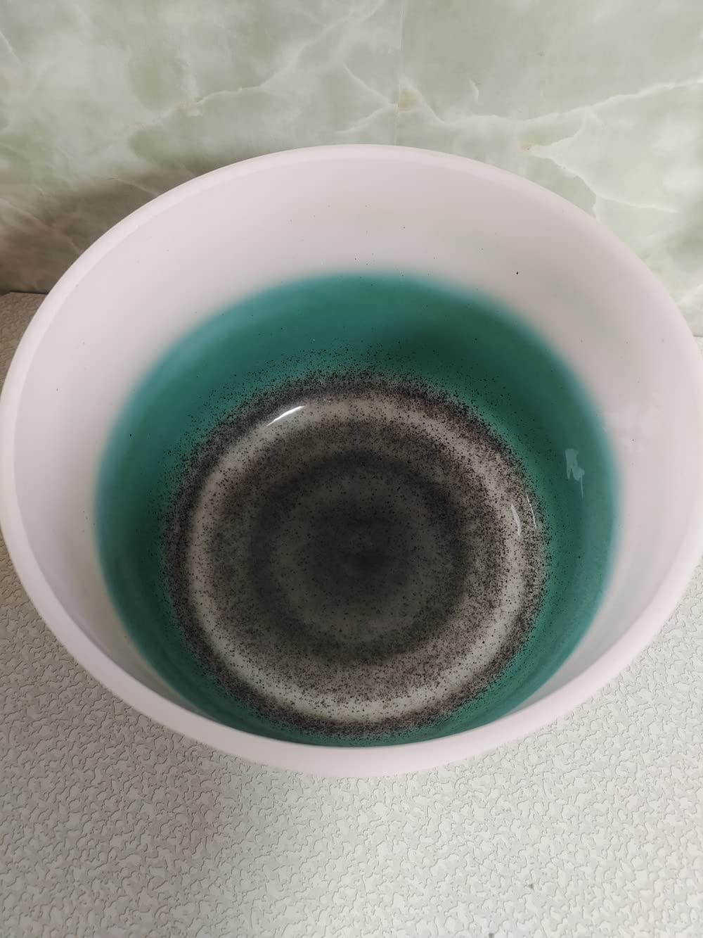 432Hz Morganite + Emerald +Obsidian Gemstone Fusion Crystal Singing Bowl C Root Chakra 14 inch with Free Suede Striker and O ring Rubber Mallet