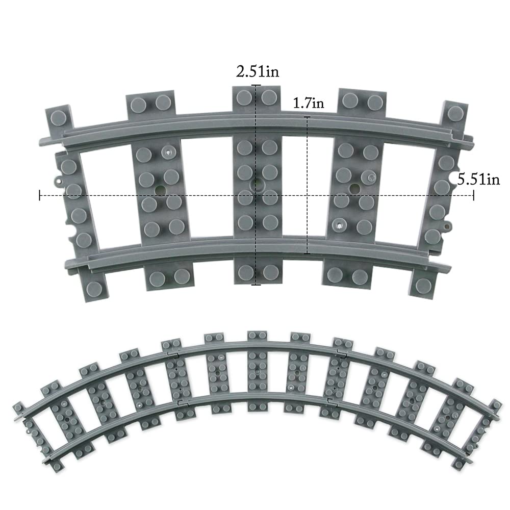 32pcs City Train Tracks Set Curved Railroad Accessories Passenger High Speed Building Block Toy Compatible with Major Brands (Non-Powered)
