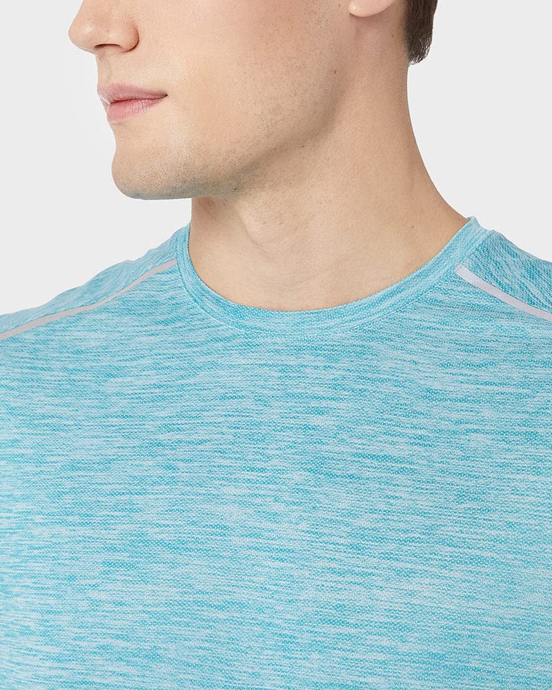 32 DEGREEES Men’s Ultra-Sonic Active T-Shirt | Slim Fit | Breathable | Moisture Wicking | Anti-Odor | Reflective, Submarine Space Dye, Large