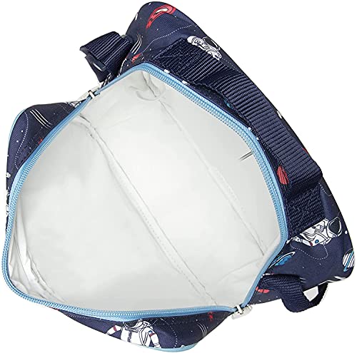 Egchescebo Kids Rolling School Backpack Bags for Boys School With Wheels Trolley Roller Wheeled 5PCS With Lunch Box Cute Astronaut Pattern Blue Backpacks Bags for Boys
