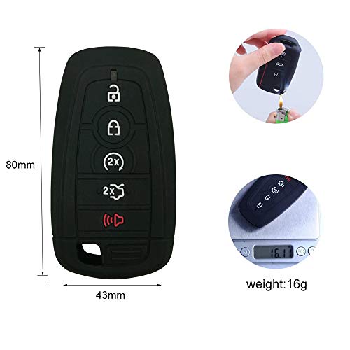 2pcs Car Remote Key Cover Fob Silicone Outer Case For Ford Escape Explorer Edge Flex Focus Taurus Lincoln Mks Mustang Outer Casing Shell Jacket Protector 5 buttons