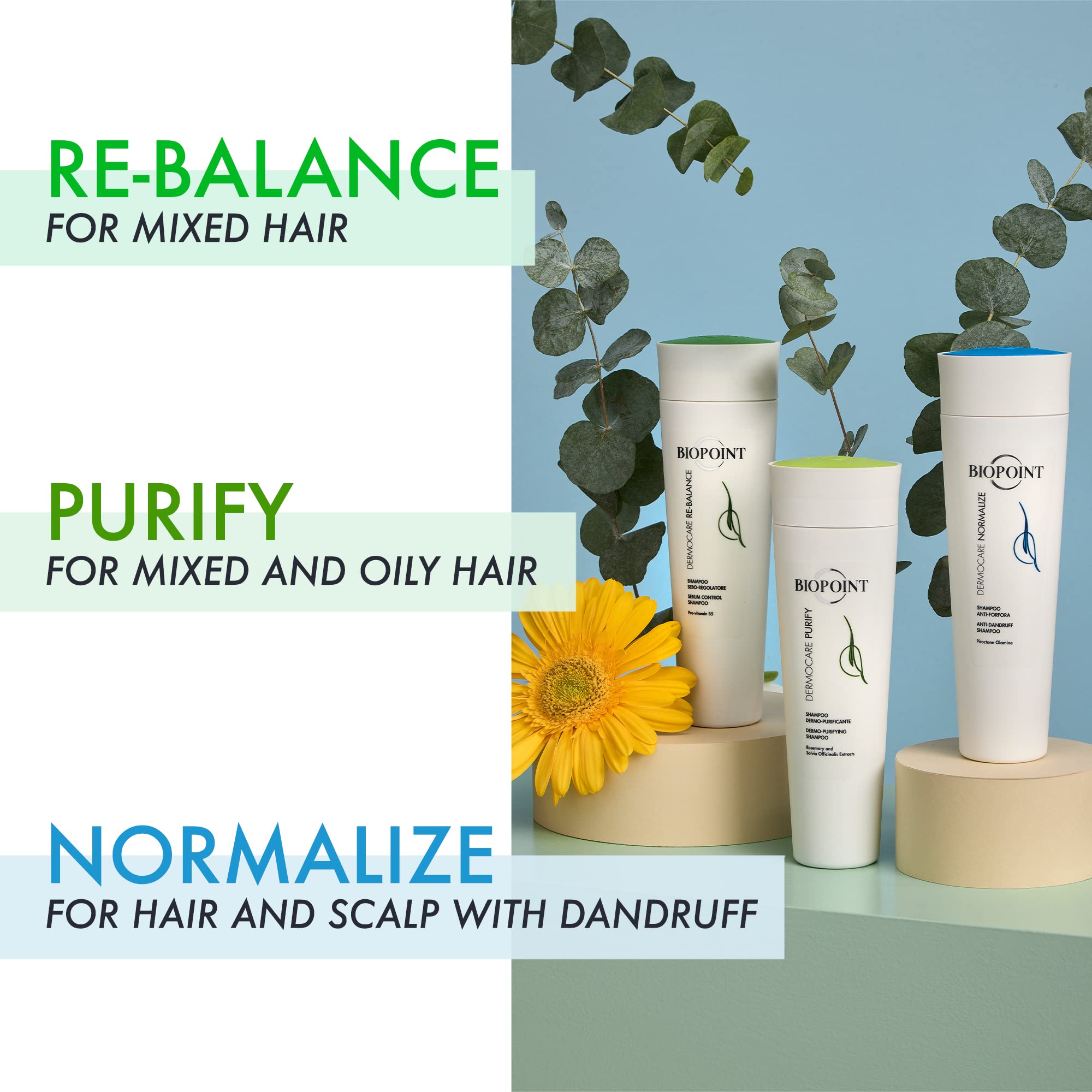 BIOPOINT Clarifying Shampoo for Greasy Scalp - Oily Hair Purifier and Build-up Remover, Sebum Normalizing and Delicate Cleansing