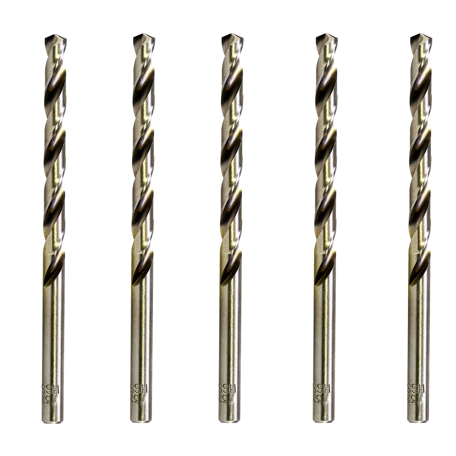 MAXTOOL 1/16" 5pcs Identical Jobber Length Drills HSS M2 Twist Drill Bits Fully Ground Bright Straight Shank Drills; JBF02W13R04P5