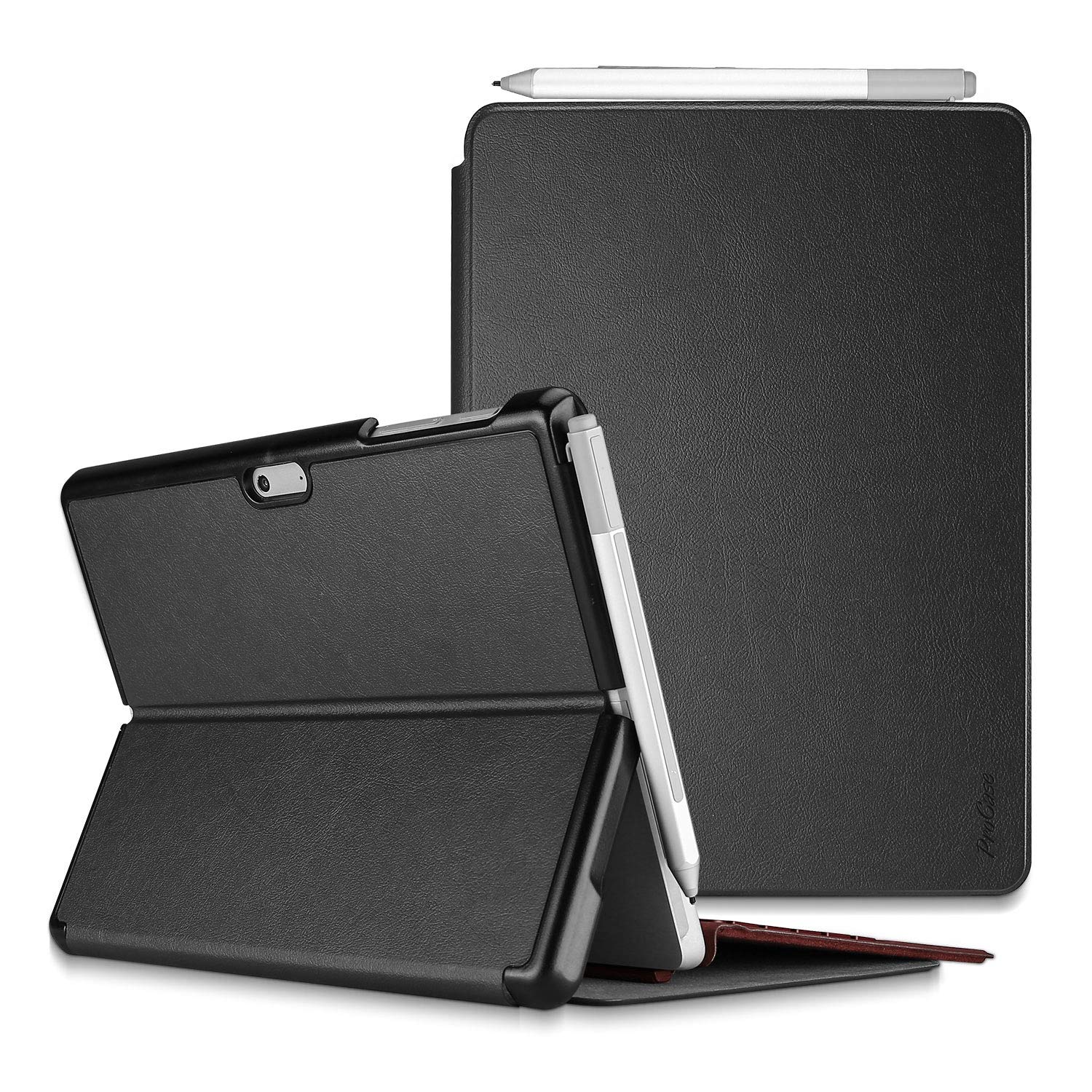 ProCase Case for 12.3" Surface Pro 7 Plus/Pro 7/ Pro 6/ Pro 5/ Pro 2017/ Pro 4/ Pro LTE, Slim Light Smart Cover Stand with Built-in Pen Holder, Compatible with Surface Type Cover -Black