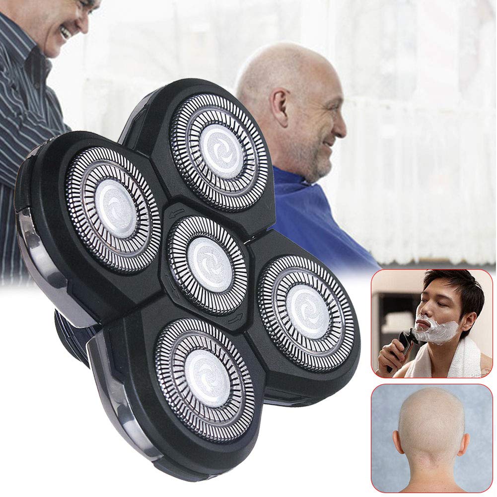 5 Heads Shaver Blade Heads Beard Cutter Replacement Blade Electric Razor Shaver Head Shaving Bald Tool for Head and Face, Easy Installation