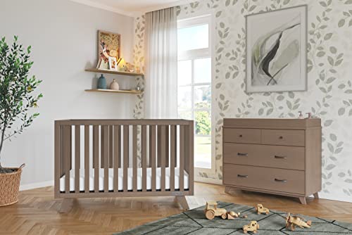 Child Craft SOHO 3 Drawer Mid-Century Modern Dresser with Changing Topper, Anti-Tip Kit, Extra-Large Storage for Baby Nursery, Kid’s Room (Dusty Heather)