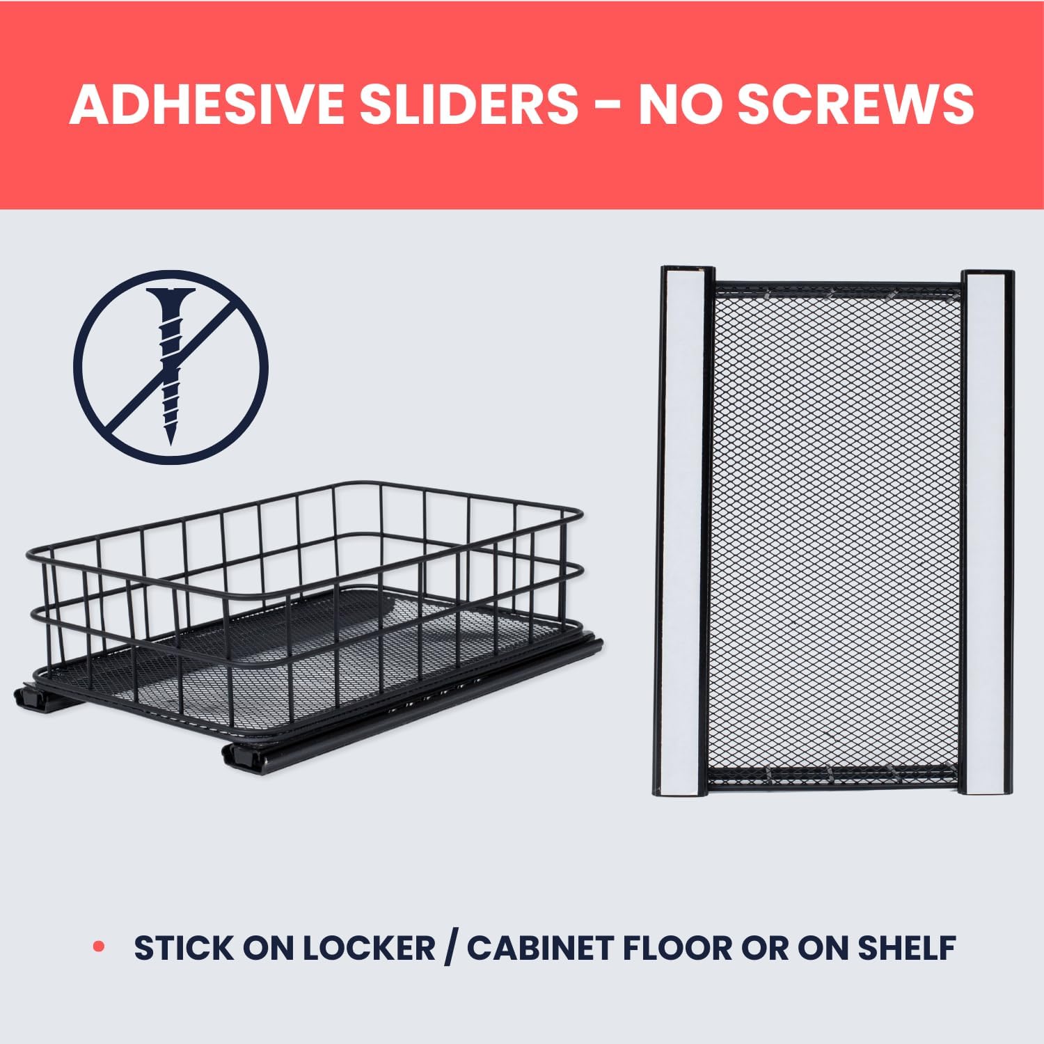 Adjustable Locker Shelf Organizer with Locker Drawer - Locker Organizer Drawers - Metal Locker with Sliding Drawers Cabinet Sliding Basket - Under Cabinet Drawer Perfect for Gym, School, Work (METAL)