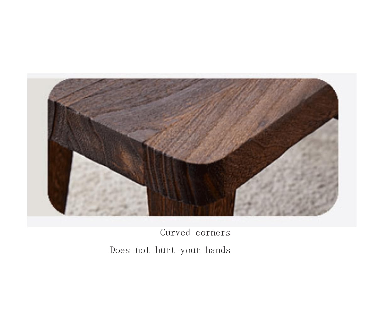 Tung wood step stool with non-slip rubber feet, small step stool for bedroom, kitchen and living room, load capacity up to 300 lbs, sturdy and durable, no assembly required