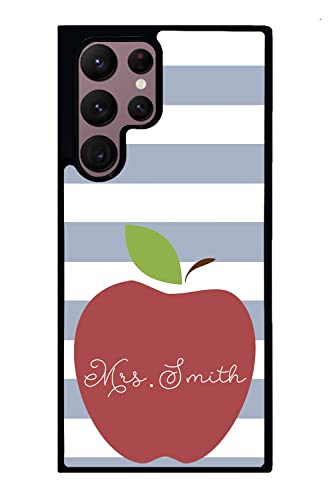 Apple Teachers Appreciation Personalized Black Rubber Phone Case Compatible With Samsung Galaxy S23 S23+ Ultra S22 S22+ S21 S21FE S21+ S20FE S20+ S20 Note 20 S10 S10+ S10e