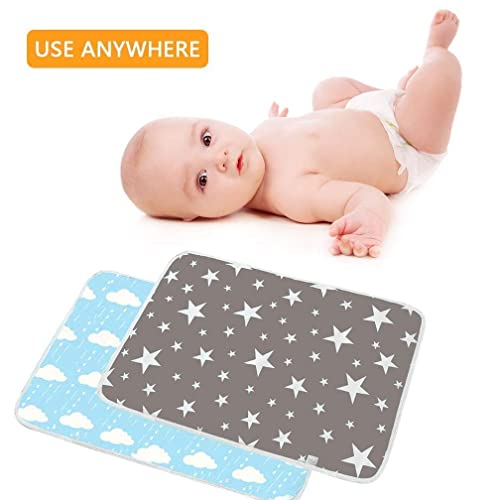Waterproof Baby Diaper Changing Pad Multi Function Diaper Change Mat for Girls Boys Newborn - Leak Proof Sanitary Mats for Home and Outdoor, Travel,Premium Liners 19.6X27.5 in (Grey&Blue)