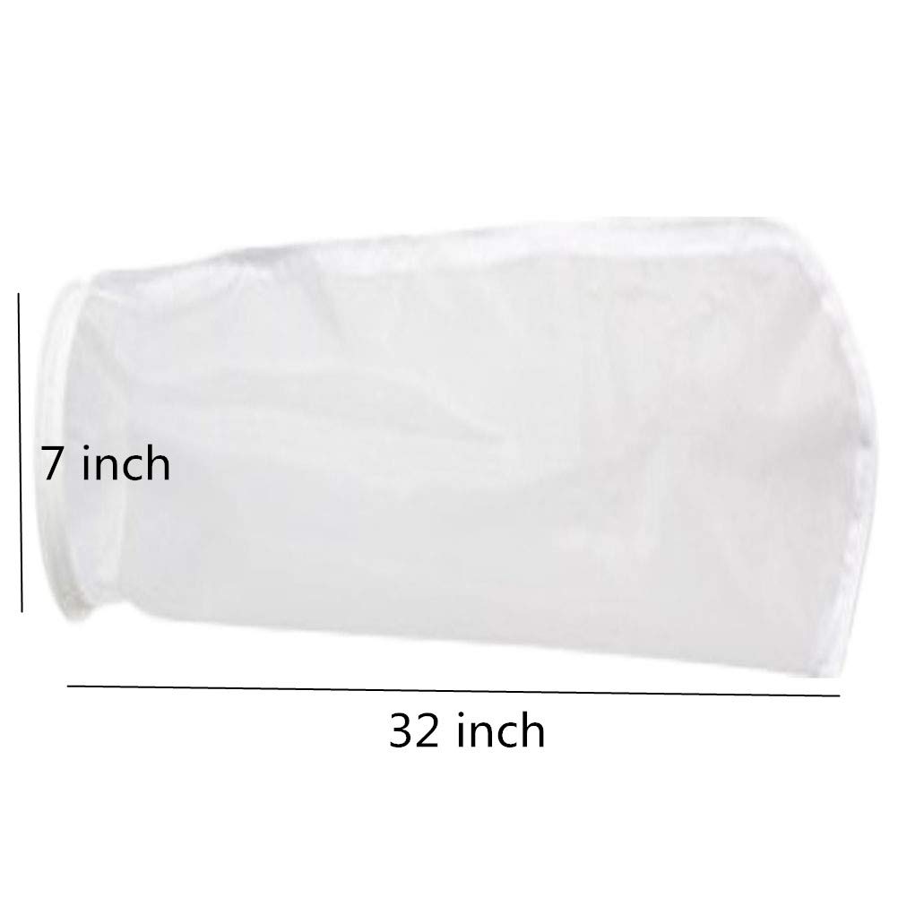 Honritone Nylon Mesh Filter Socks 50 Micron 7 inch Ring Water Liquid Filter Bags by 32 Inch Long Bag - 1 Pack (50 Micron/um 7 x 32 Inch)