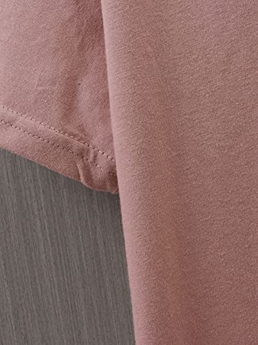 Cozyease Men's Casual Letter Slogan Graphic Print Tee Round Neck Short Sleeve Summer T Shirts Dusty Pink L
