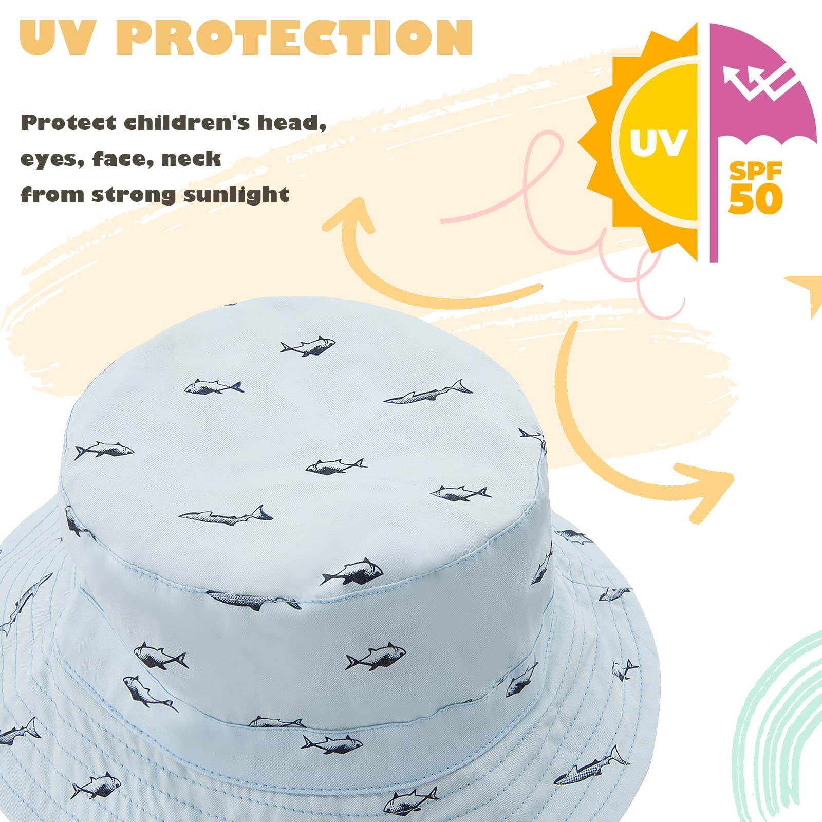 Durio Baby Sun Hat Sun Protection Baby Hats Double Sides Toddler Sun Hats Cap Summer Beach UPF 50+
