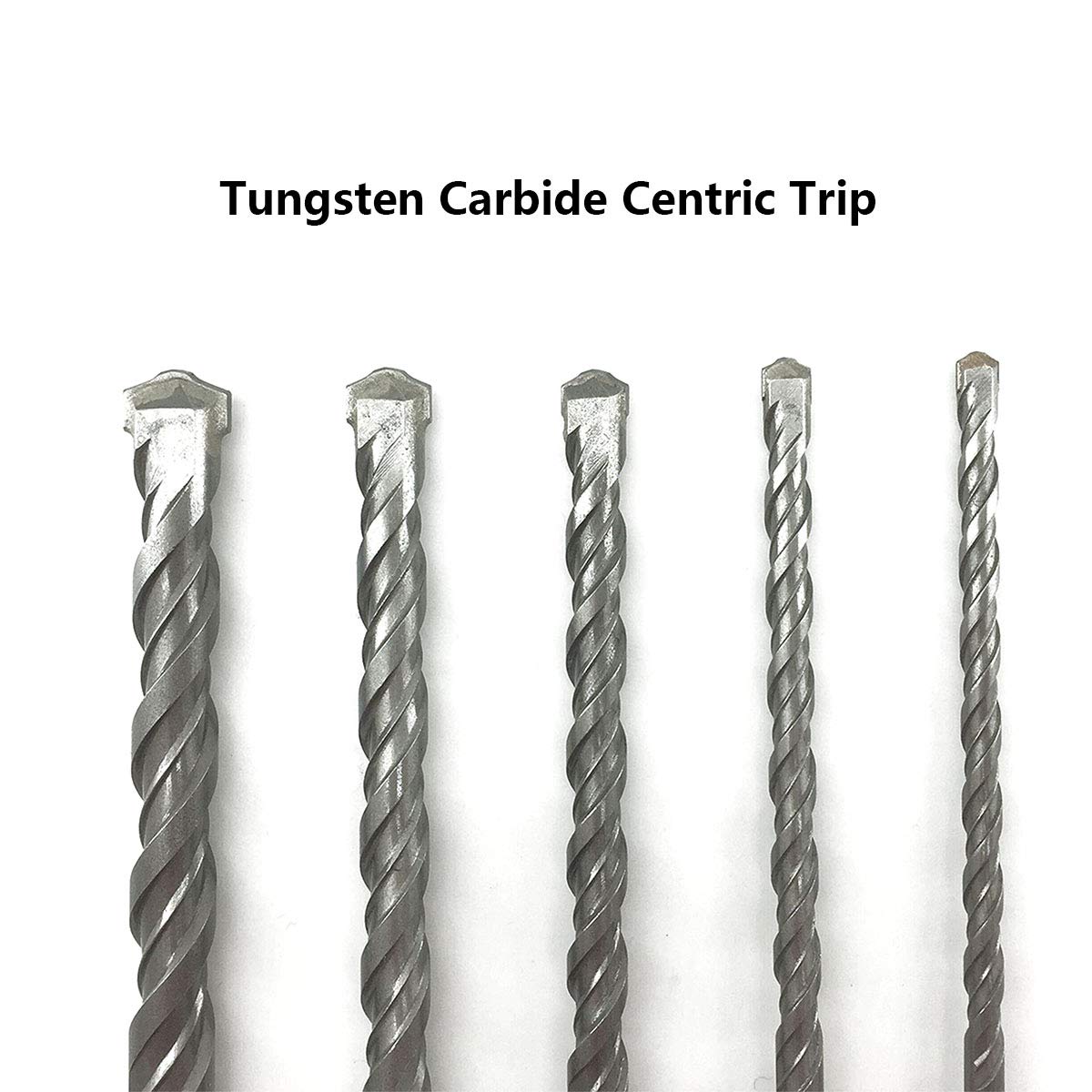 SPKLINE 5 Pcs SDS-Plus Rotary Hammer Drill Bit Set 3/16",1/4",5/16",3/8",1/2" Diameter,Tungsten Carbide Tip SDS+ Impact Drill Bits for Concrete Brick Block Mortar Stone and Other Masonry