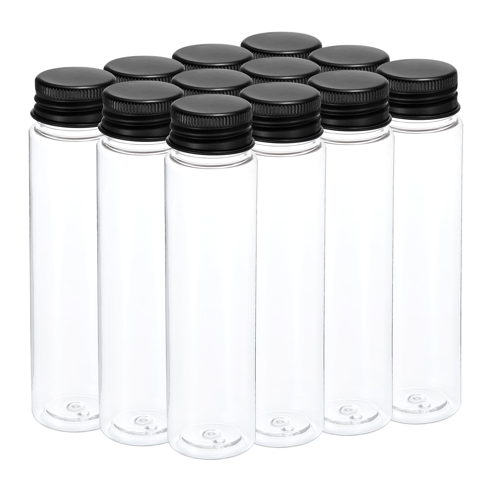PATIKIL 80ml Plastic Test Tubes with Screw Caps, 12Pcs 128x33mm Tubes for Scientific Party Decoration Candy Bead Storage Bath Salt Lab Use, Black