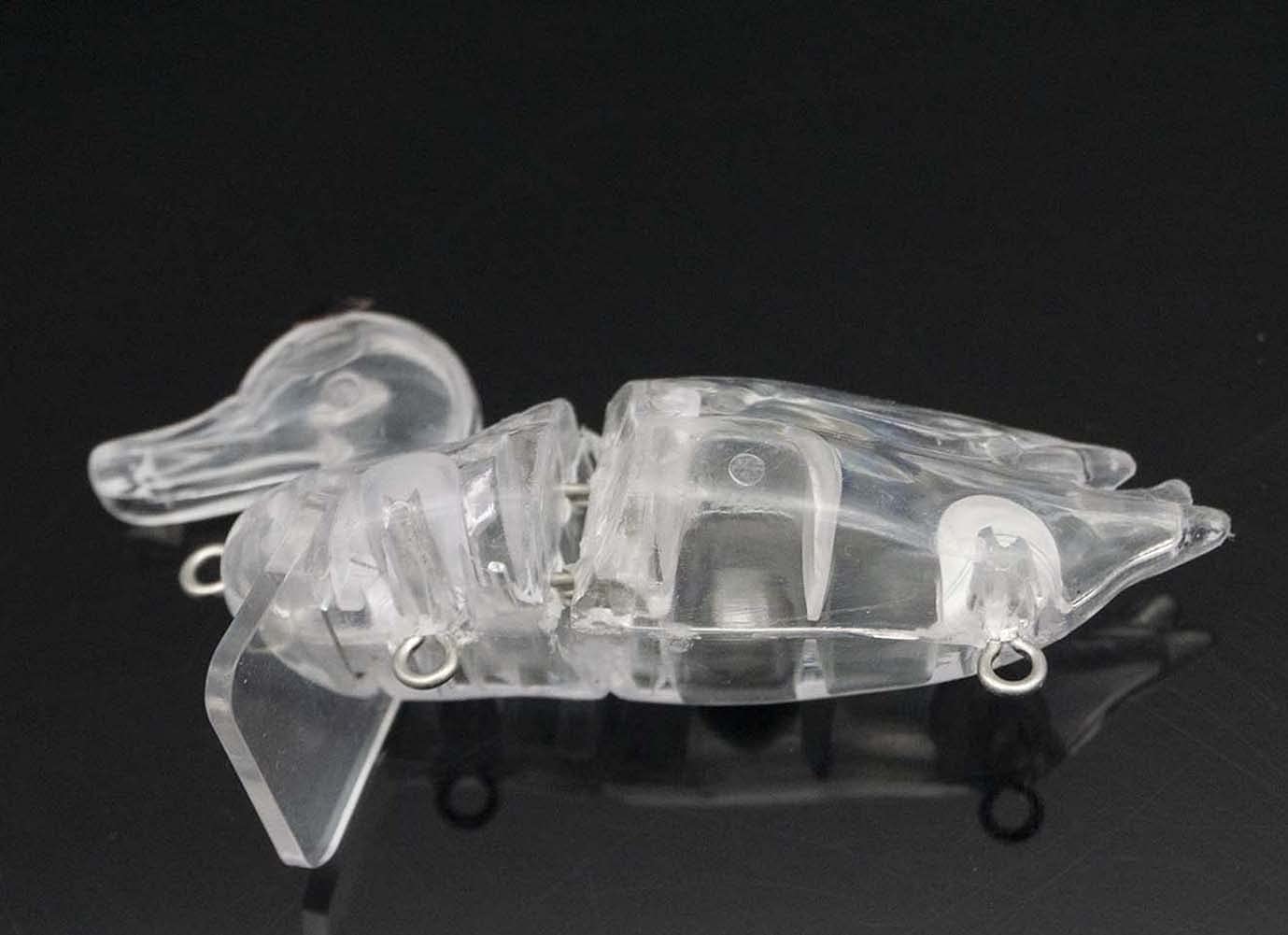 2Jointed Duck Bait 5PCS Blank Unpainted top Water Fishing Lures Topwater Swimbait Clear Hard Duck 8374# with Free Eye