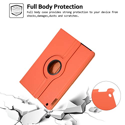 Rotating Case for iPad Pro 12.9-inch 1st & 2nd Generation (2015/2017), Techcircle Slim Premium PU Leather Smart Cover Multi-Angle Viewing Stand Folio Magnetic Hard Shell Protective Case, Orange
