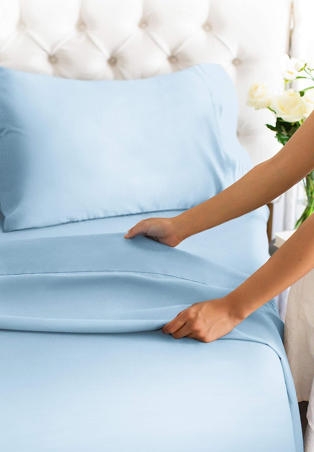 400 Thread Count Cotton - King Size Sheet Set - 100% Cotton Sheets - 400-Thread-Count - Sateen Cotton - Deep Pocket Cotton Bed Sheets - Silky & Soft Cotton - Hotel Quality Cotton Sheet for King Beds