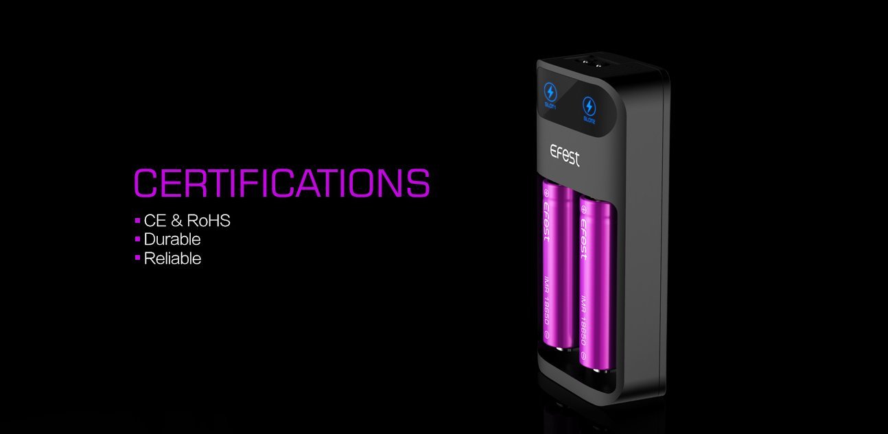 Efest LUSH Q2 Intelligent LED Battery Charger Compatible with Lithium IMR 3.6V and 3.7V Batteries