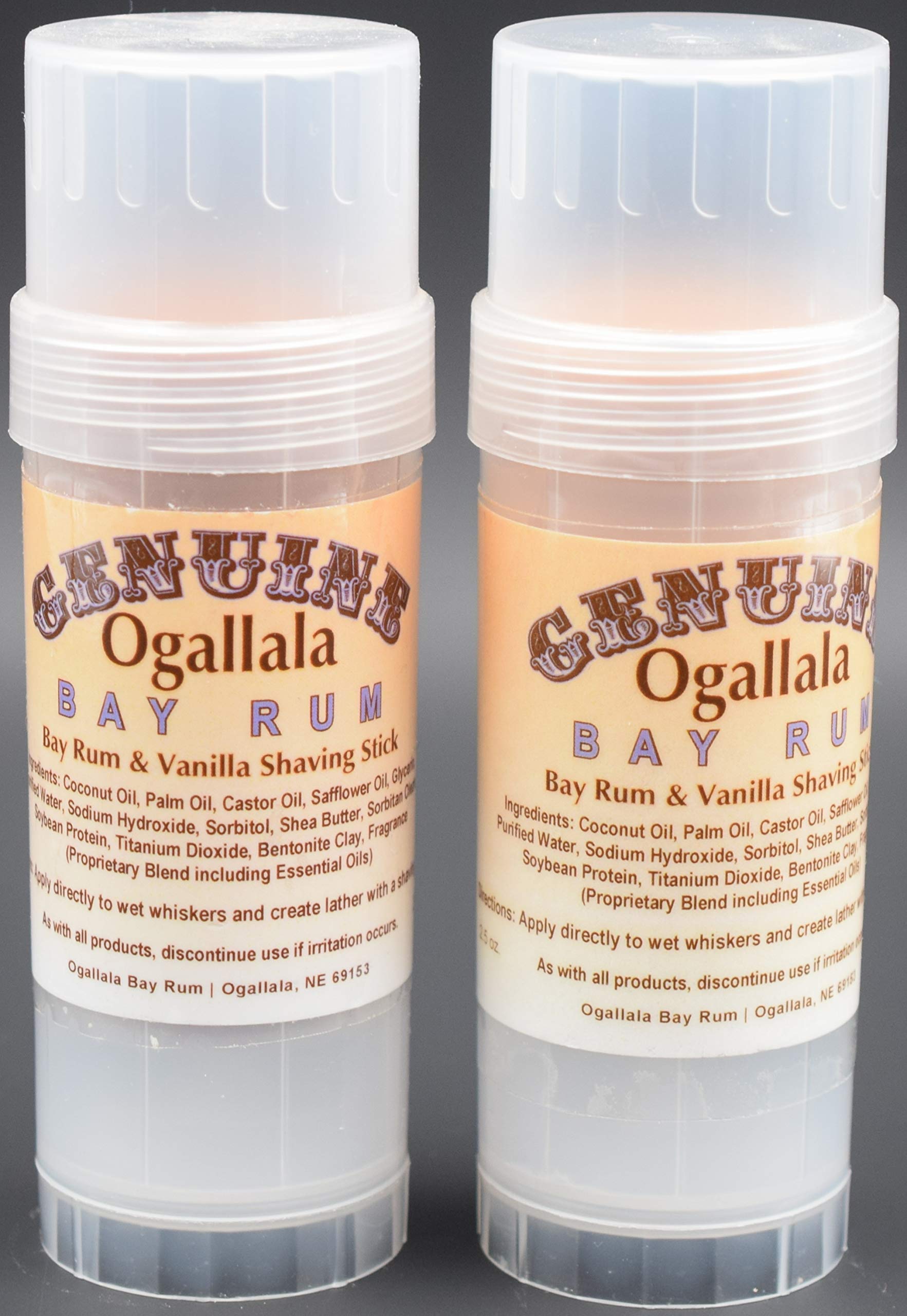 Two(2) 2.5 oz Bay Rum and Vanilla shave sticks