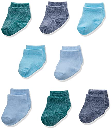 Hanes unisex baby Ultimate Flexy Ankle Length 8-pack Socks, Blues, 6-12 Months US