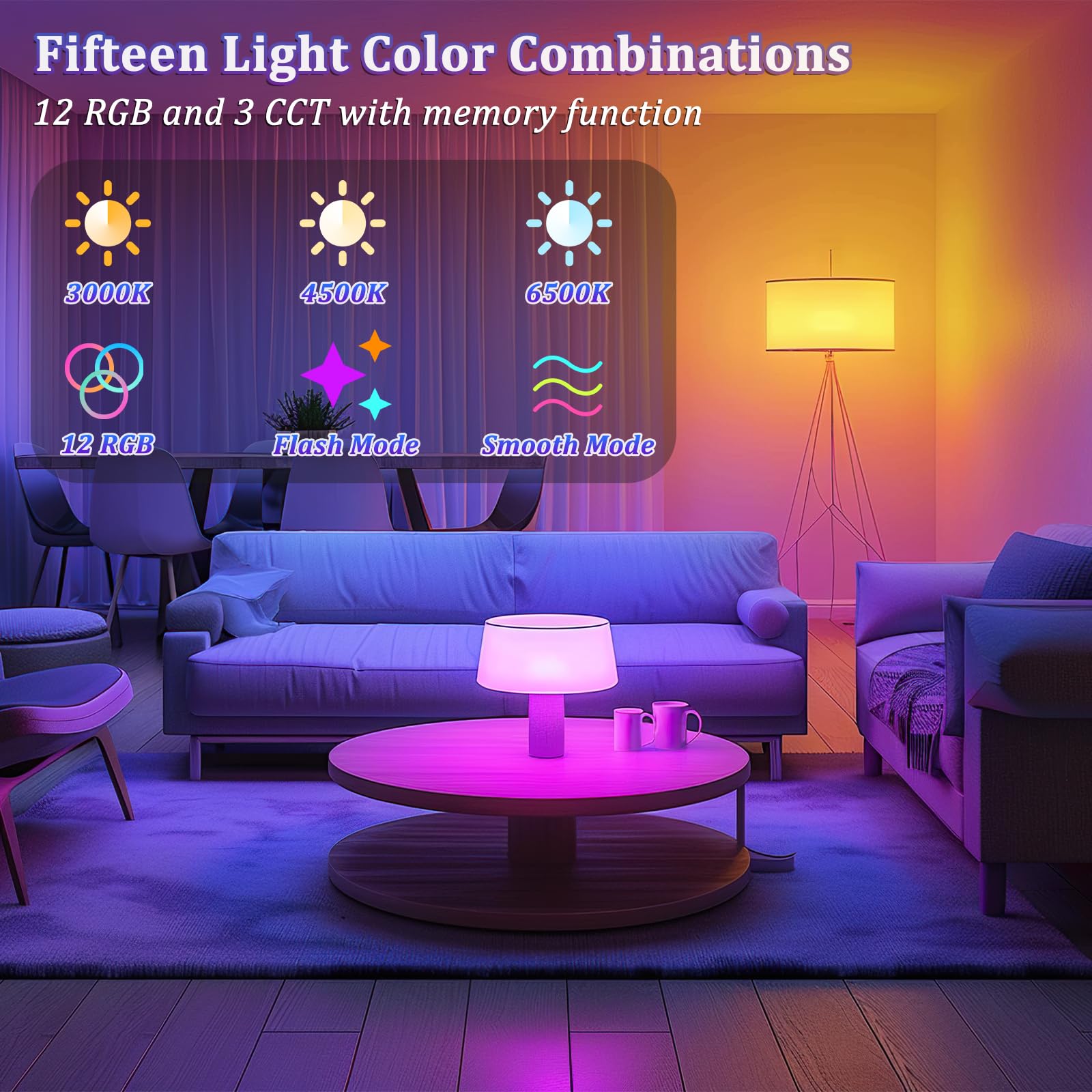Rechargeable Battery Operated Light Bulb, Wireless LED Puck Lights with Remote, 15 Color Changing,Timer,Dimmer,E26 Detachable Charging,Closet Light No Wiring,Mood Light for Kitchen Cabinets,2-Pack