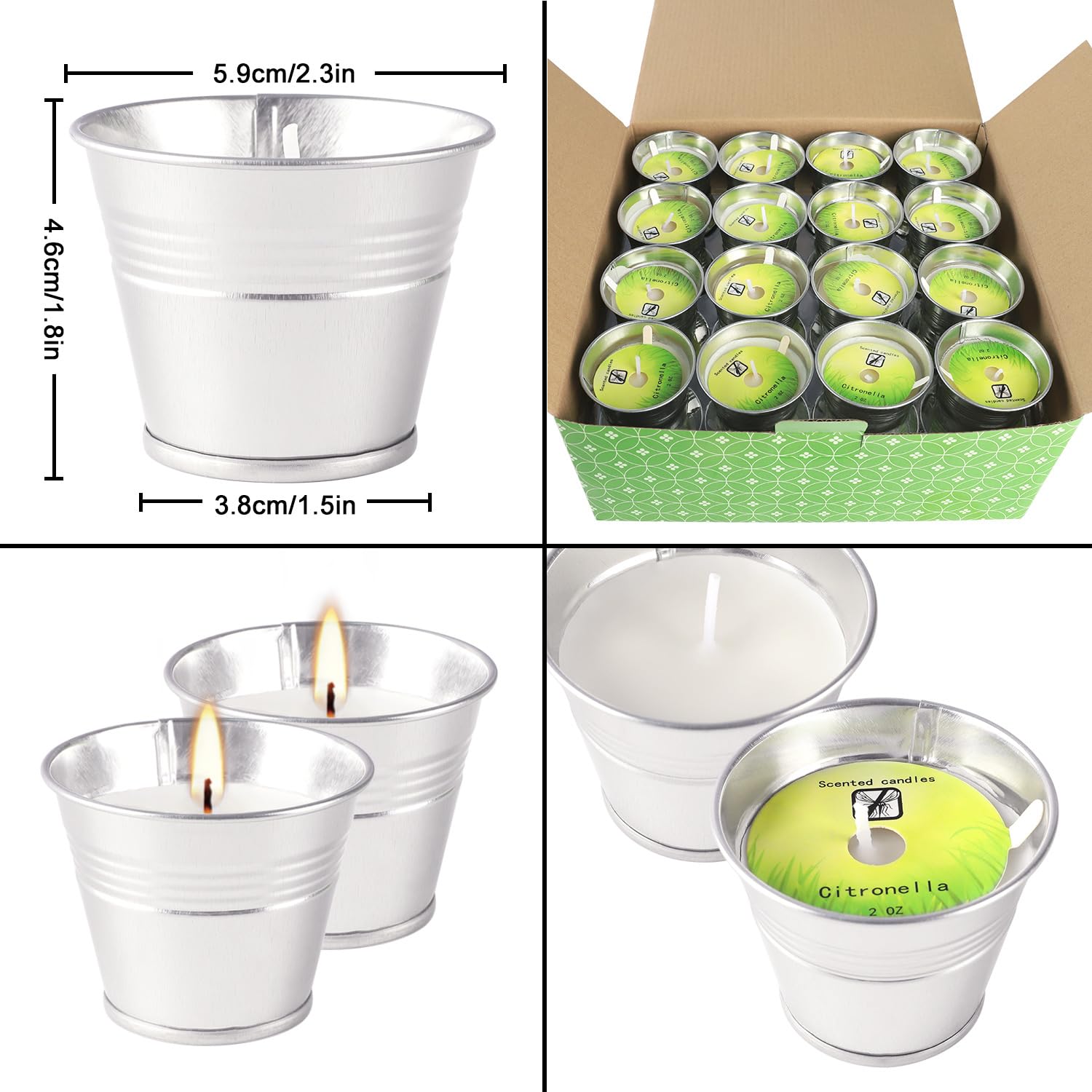 32 Pcs Citronella Candle 2.2 OZ Nature Soy Wax Candle, Indoor & Outdoor, Jar Candle for Patio Yard Balcony Porch Camping BBQ