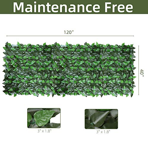 Artificial Ivy Privacy Fence Screen, Privacy Wall, Privacy Screen, Artificial Faux Ivy Hedge Leaf & Vine Privacy Fence Wall Screen, Outdoor Decoration, Garden, Yard (120 x 40 Inch, Peach Leaf)