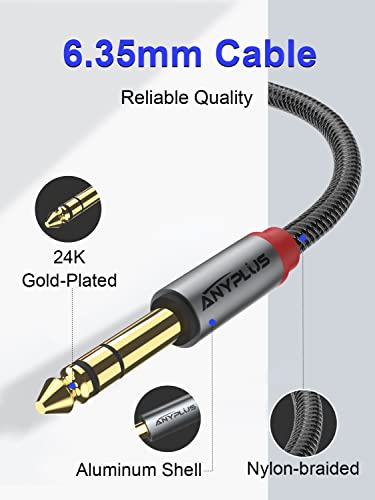 ANYPLUS Instrument Cable,【16.5ft/5m-1pack】 6.35mm Male to Male 1/4 inch to 1/4 inch Audio Cable, Fish Wire Braided TRS Cable, for Guitar Cable, Bass, Keyboard, Mixer, Amplifier, Equalizer, Speaker.
