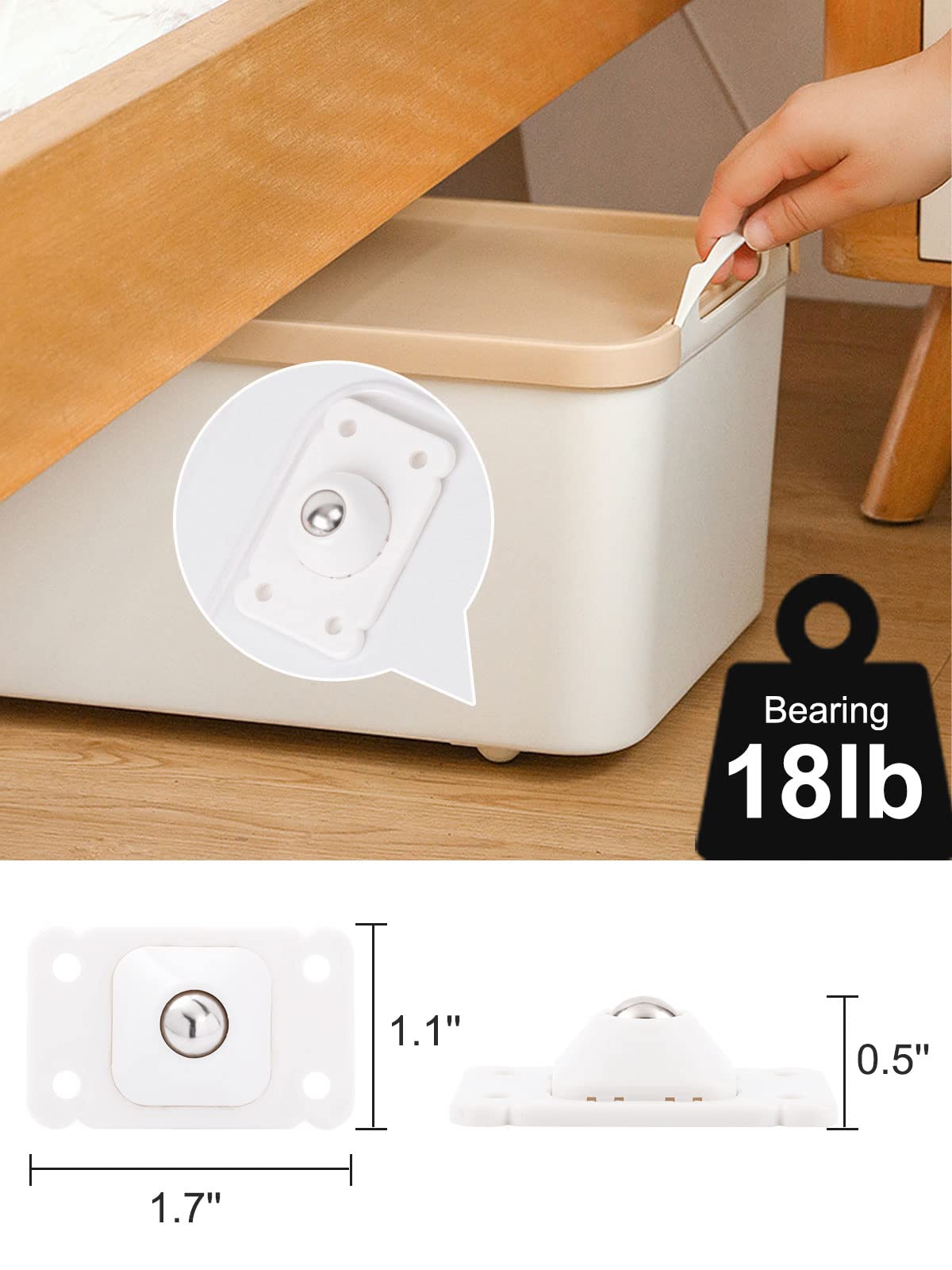 32 PCS Self Adhesive Caster Wheels, 360 Degree Swivel Mini Adhesive Wheels, Stainless Steel Paste Type Universal Pulley, Anerpoey Rotation Sticky Pulley for Trash Can, Storage Box, Furniture