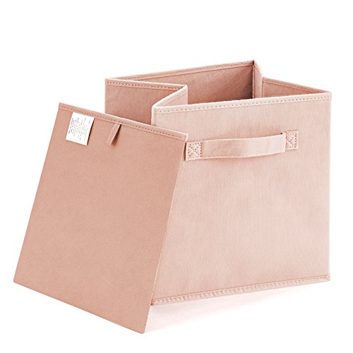 EZOWare Set of 12 Foldable Basket Bin Collapsible Storage Cube for Nursery, Kids Toys Organizer, Shelf Cabinet - (Pale Dogwood + Purple)