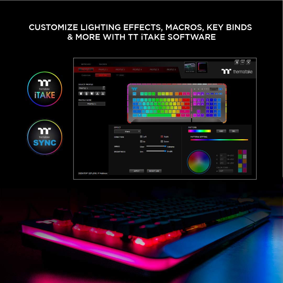 Thermaltake Level 20 RGB Mechanical Gaming Keyboard Cherry MX Speed Silver, 16.8M Color RGB, Alexa Voice Control & Razer Chroma Sync Compatible, KB-LVT-SSBRUS-01