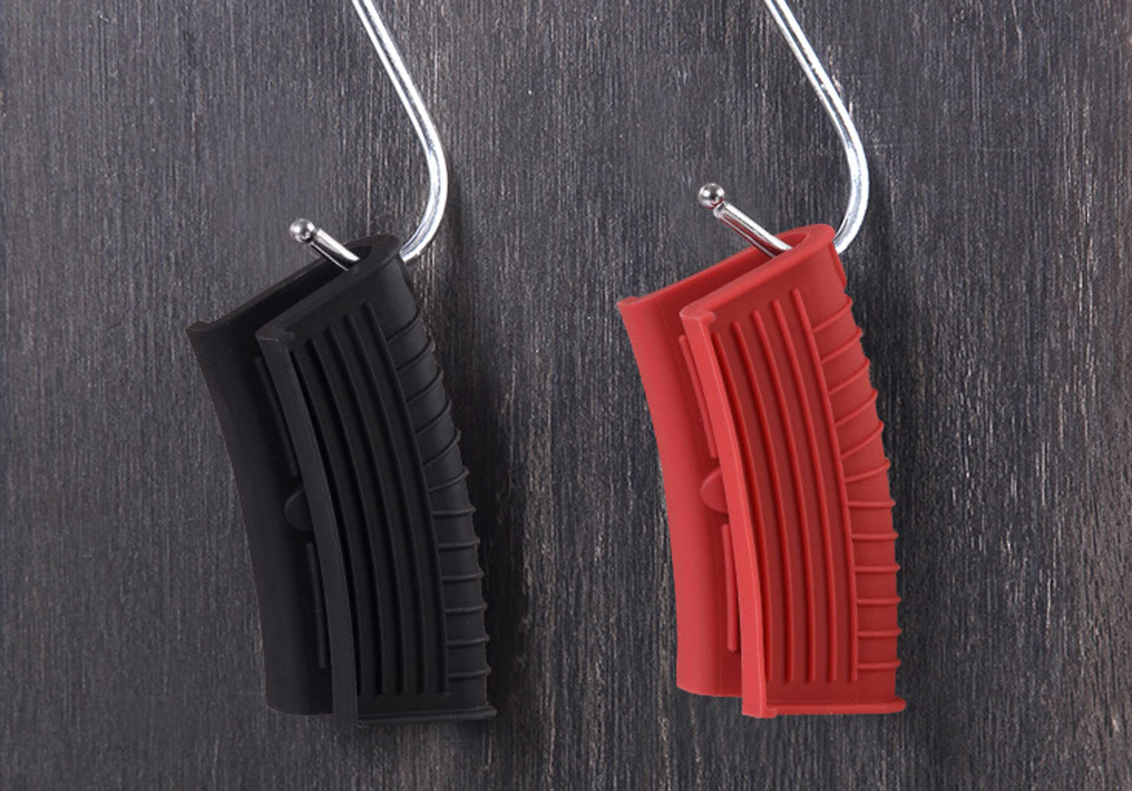 4 Pieces Silicone Hot Tool Holder Heat Resistant Potholder Cookware Handle Non Slip Rubber Pot Holders Handles Grip Covers for Cast Iron Skillet Silicone Cooking Kitchen Suits