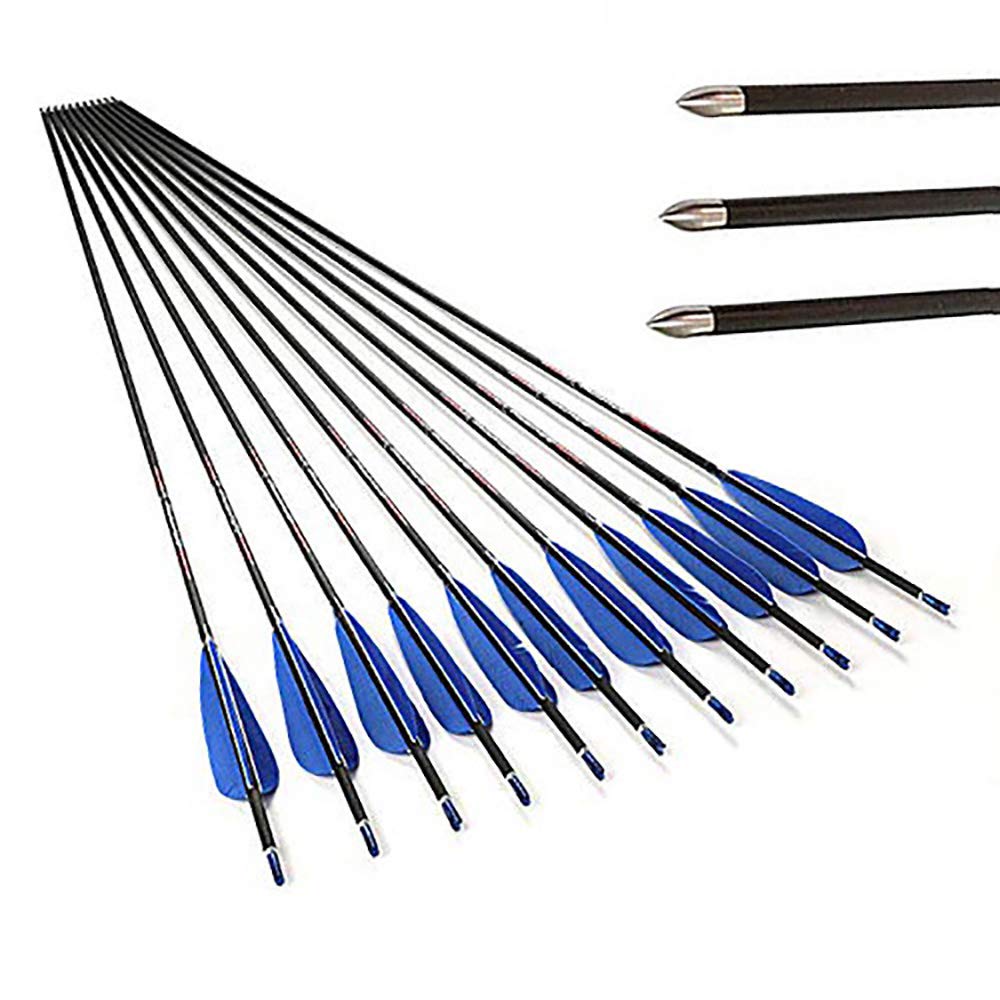 32" Arrows 900 Spine Arrows for Compound Bows ID 4.2 mm 28/28.5/29/30/31/32 Inch Field Tip Carbon Arrow for 10/15/20/25/30 Lbs Recurve Bow Longbow Archery Hunting Shooting Target Practice