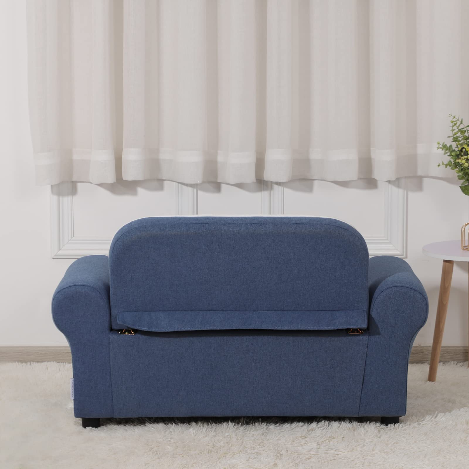 Yoonnie room Kid Sofa Chair, Linen Fabric 2-Seater Upholstered Couch,for Children Gift (Blue)
