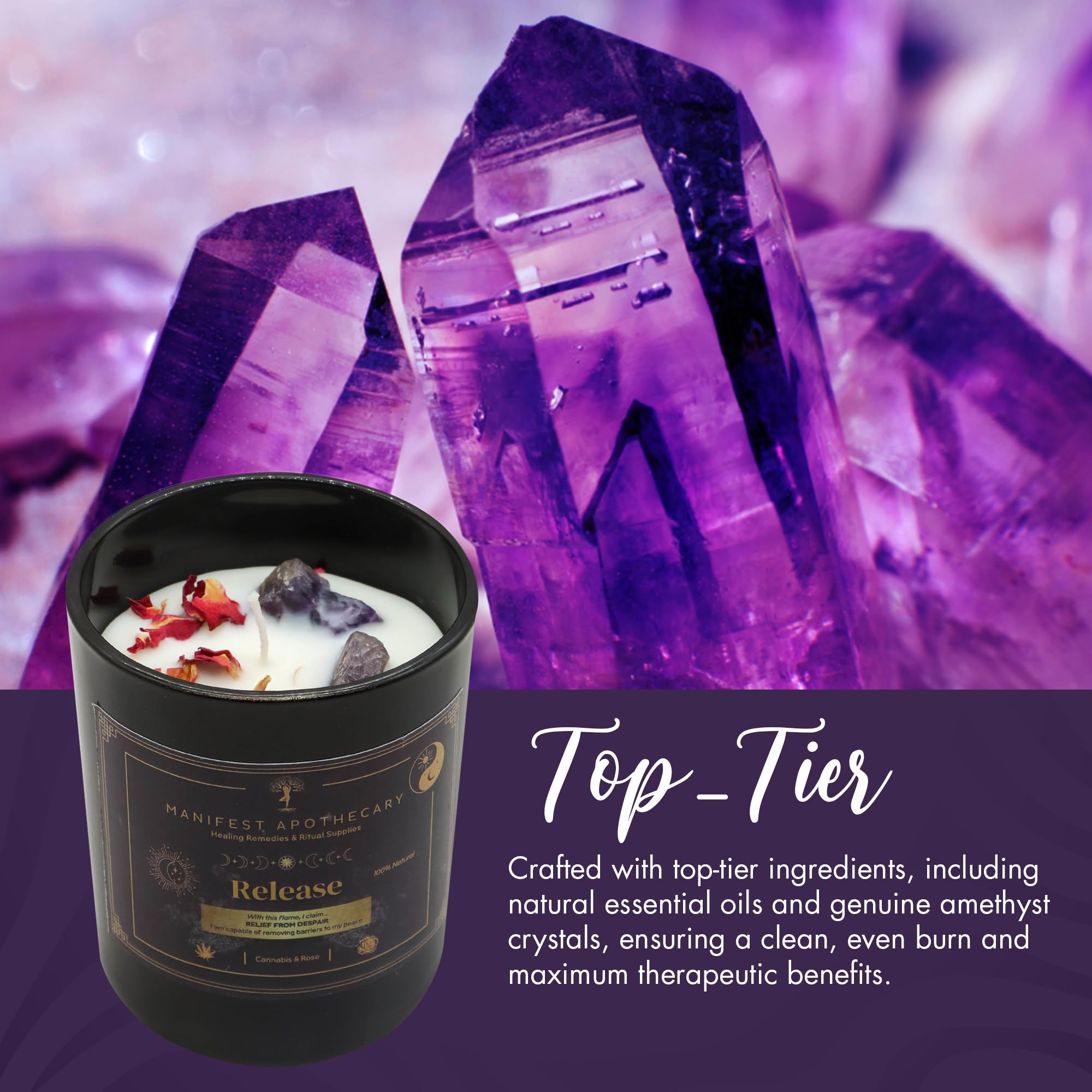 Manifest Apothecary Healing Remedies & Ritual Supplies - Manifestation Candles - for Emotional Burden Support - Purple (Release)