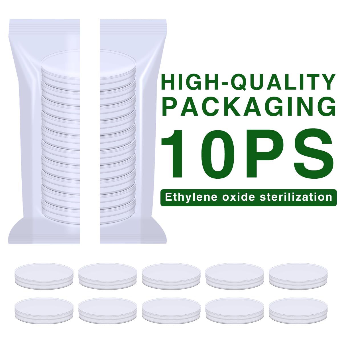 BIPEE Polystyrene Petri Dish 90 x15mm, Sterile, Pack of 10