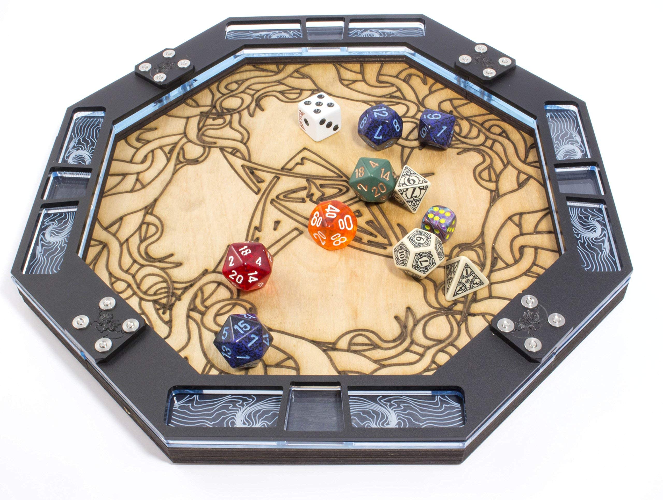 C4Labs Eldritch Octagon Dice Tray and Black Cthulhu Etched Dice Tower Bundle …